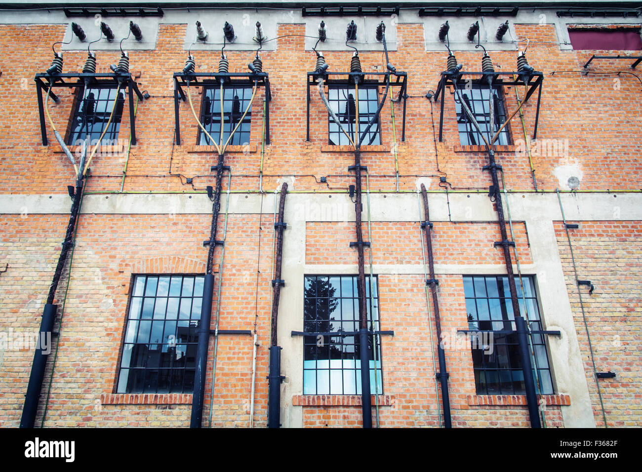 Historical brick building of old power station with the fuses Stock ...