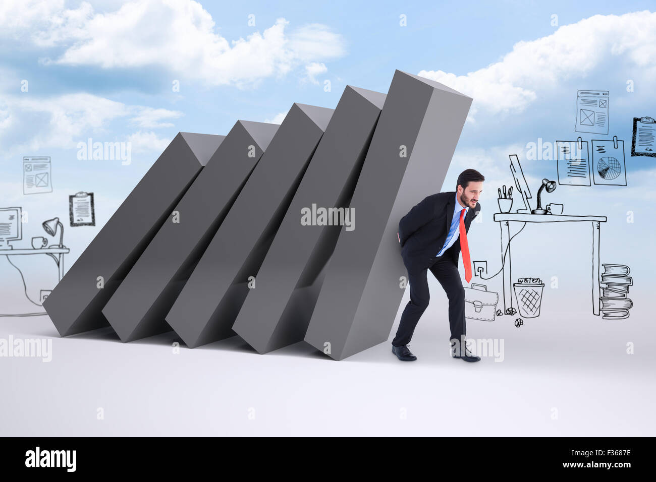Composite image of businessman in suit carrying something heavy Stock ...