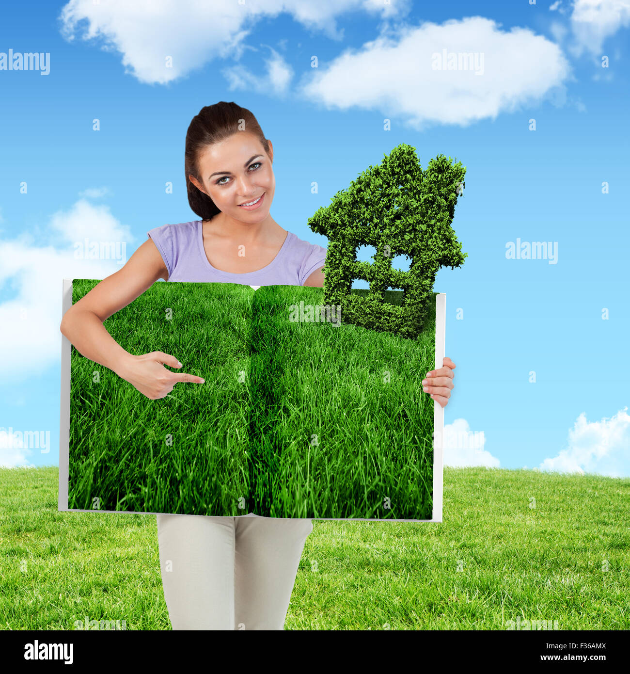 Woman pointing at sky hi-res stock photography and images - Alamy