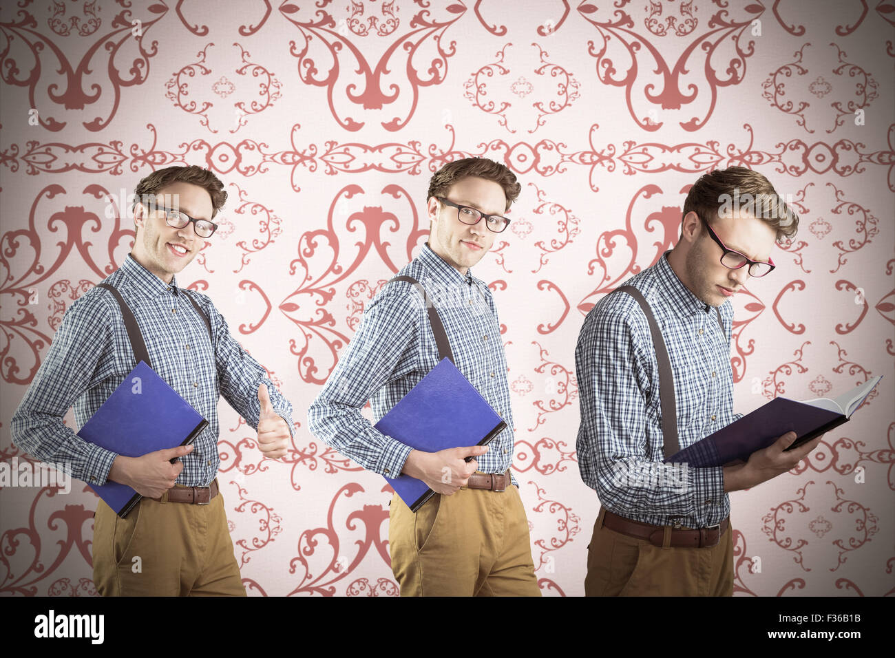 Composite image of nerd with notebook Stock Photo - Alamy