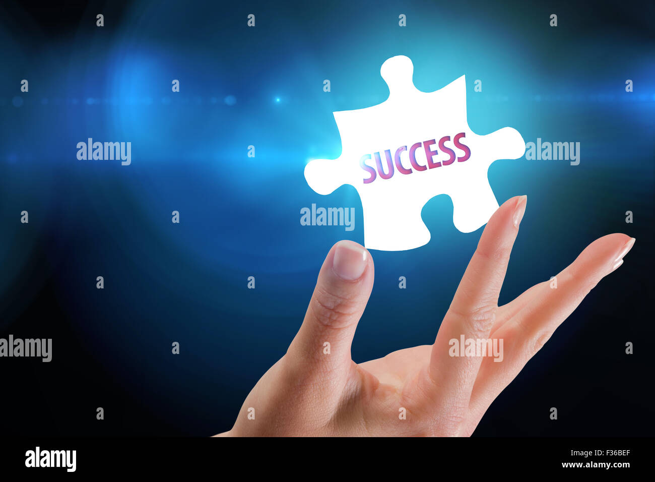 Success against blue background with vignette Stock Photo - Alamy