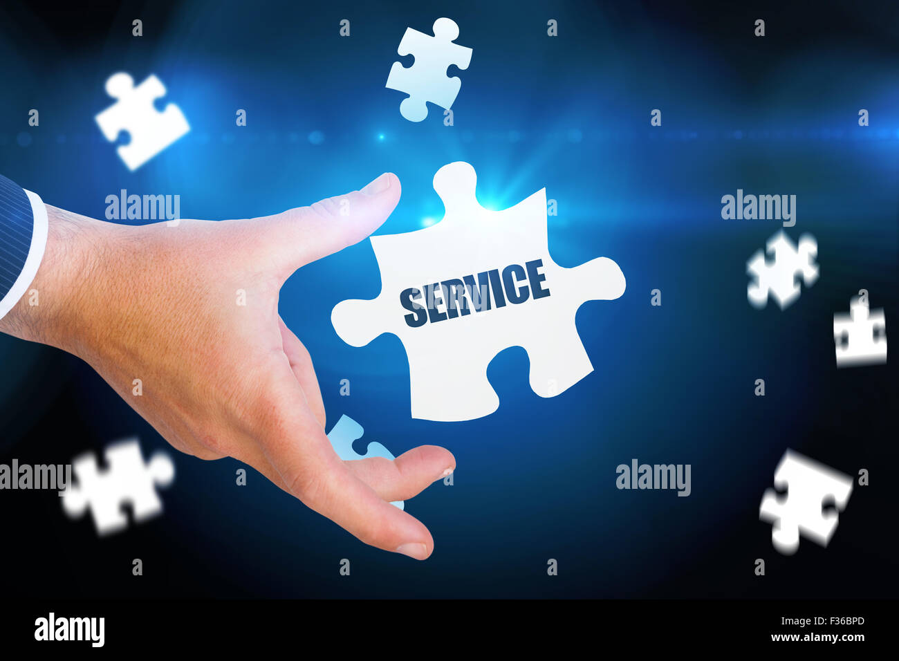 Service against blue background with vignette Stock Photo - Alamy