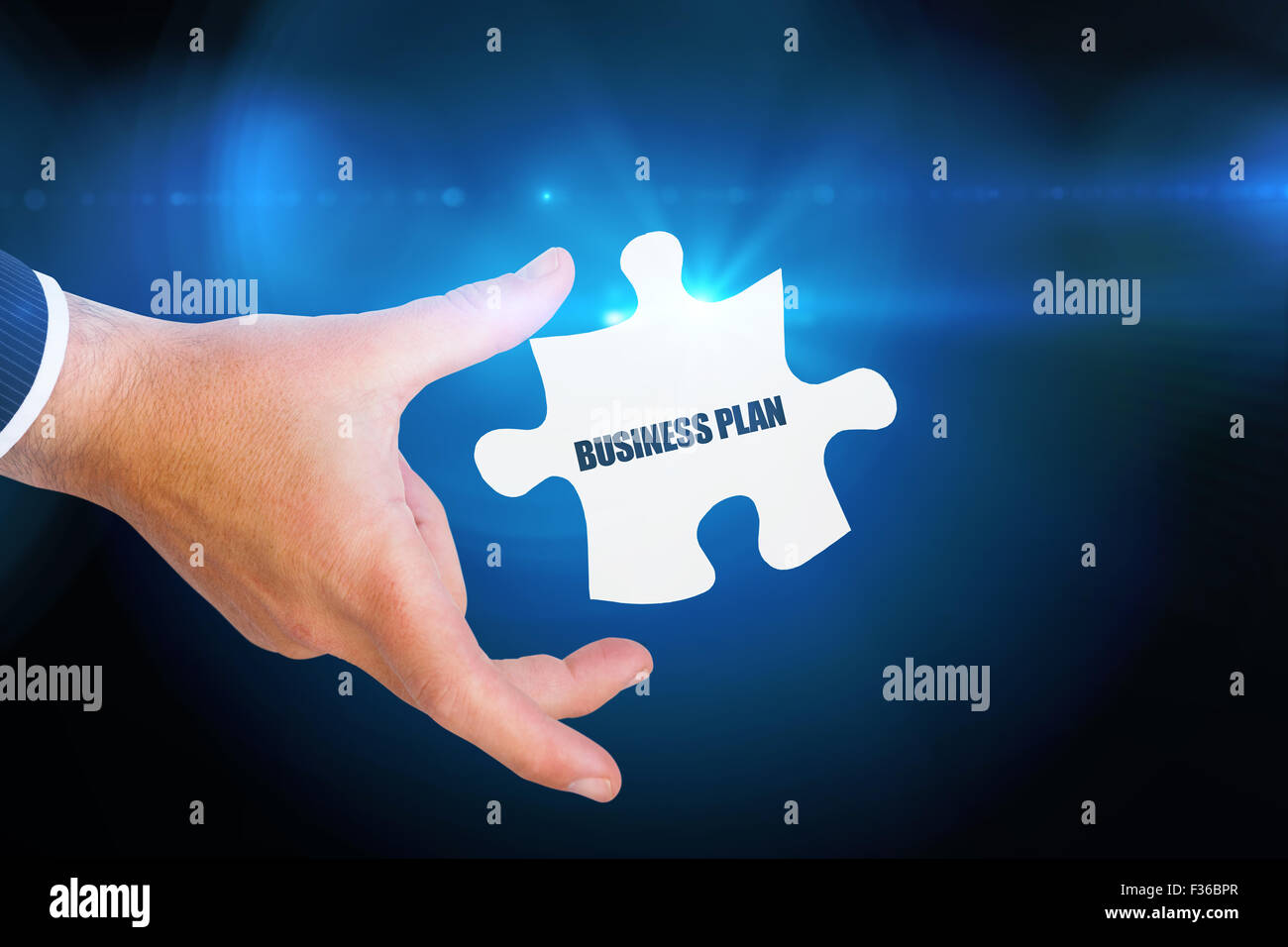 Business plan against blue background with vignette Stock Photo - Alamy