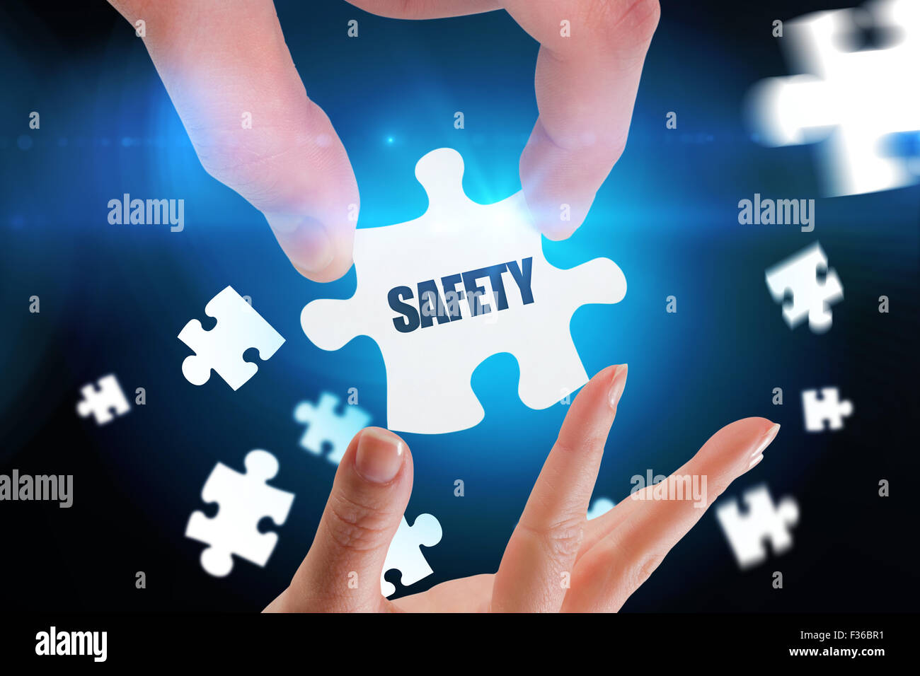 Safety against blue background with vignette Stock Photo - Alamy