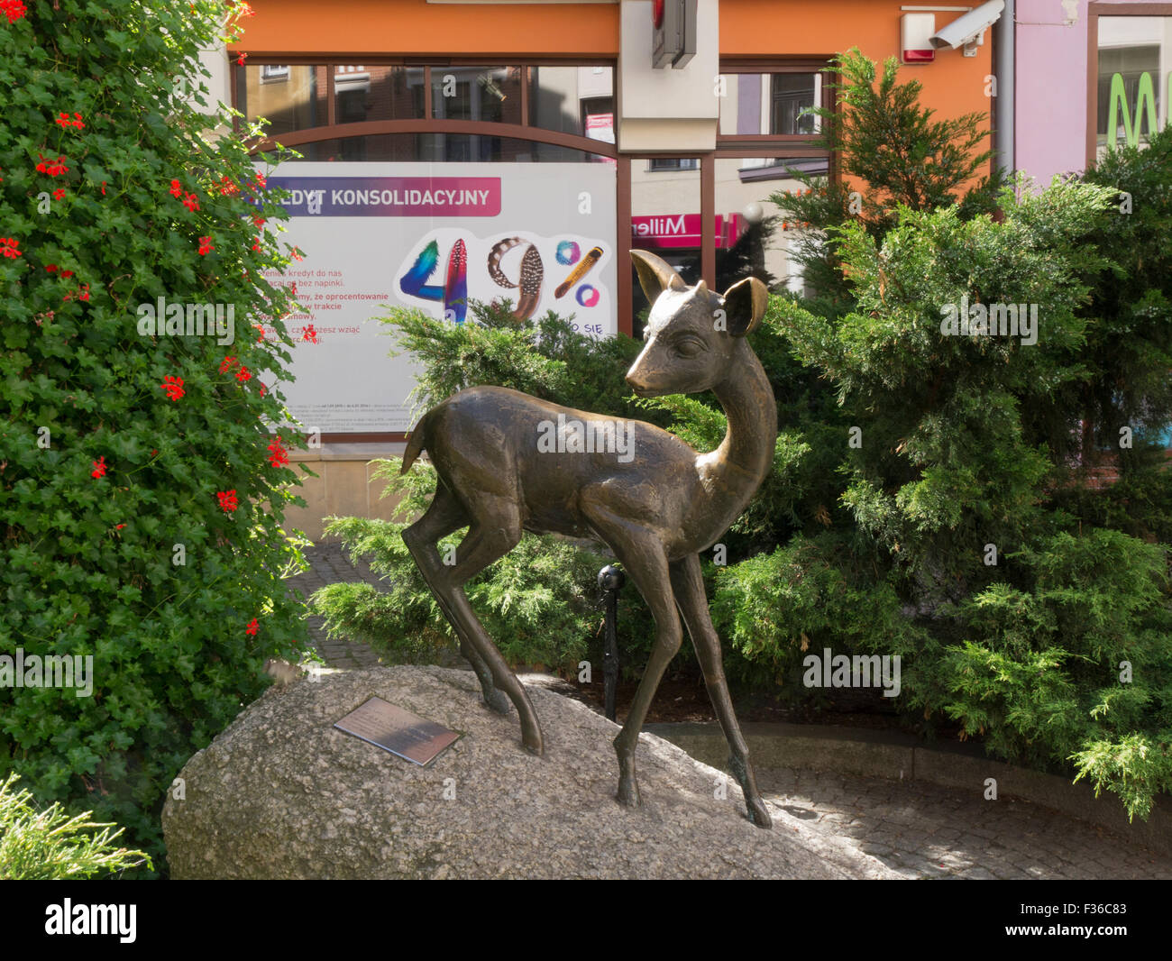 The bronze deer statue Jelenia Gora Poland Stock Photo - Alamy