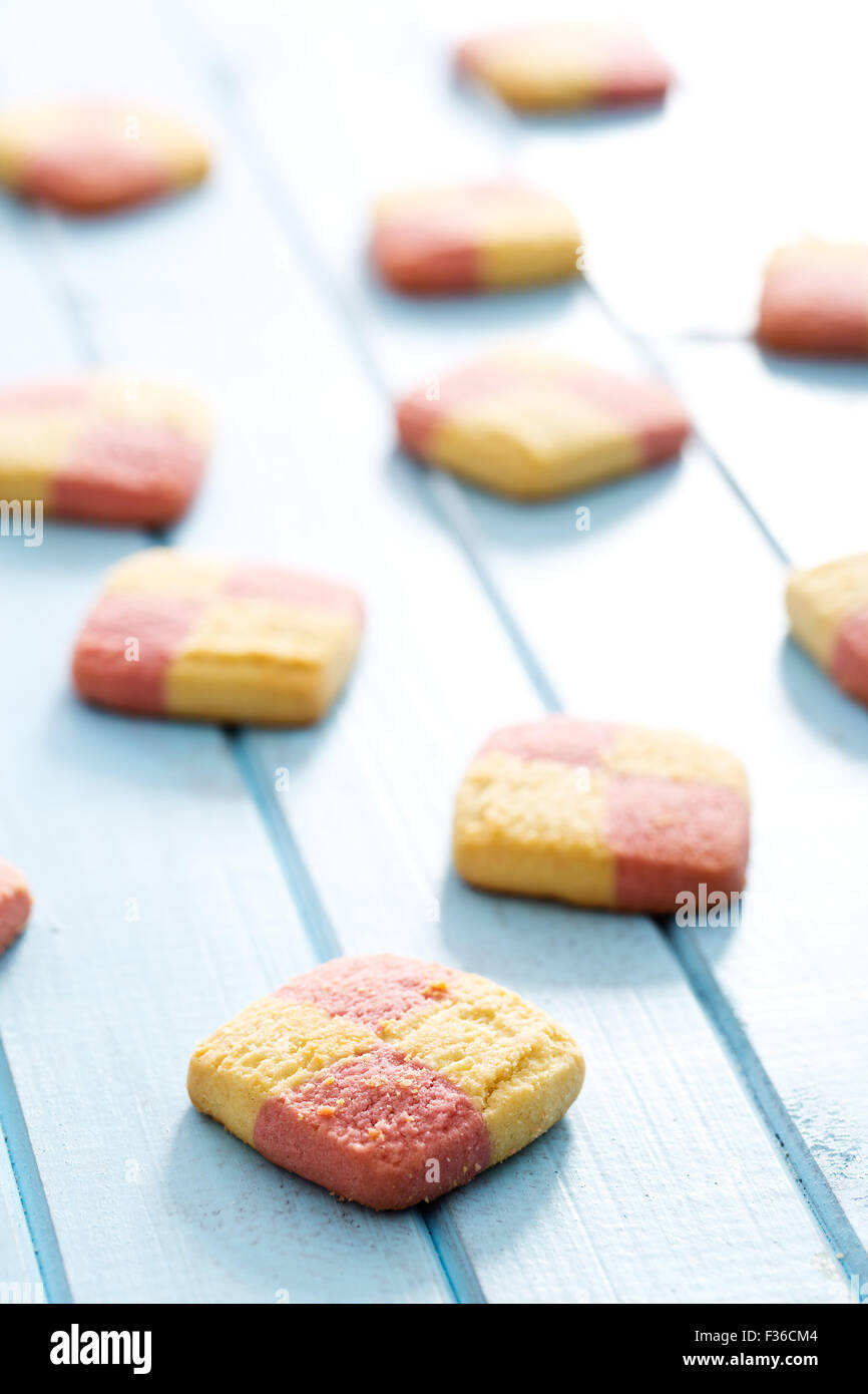 colored butter biscuits on kitchen table Stock Photo - Alamy