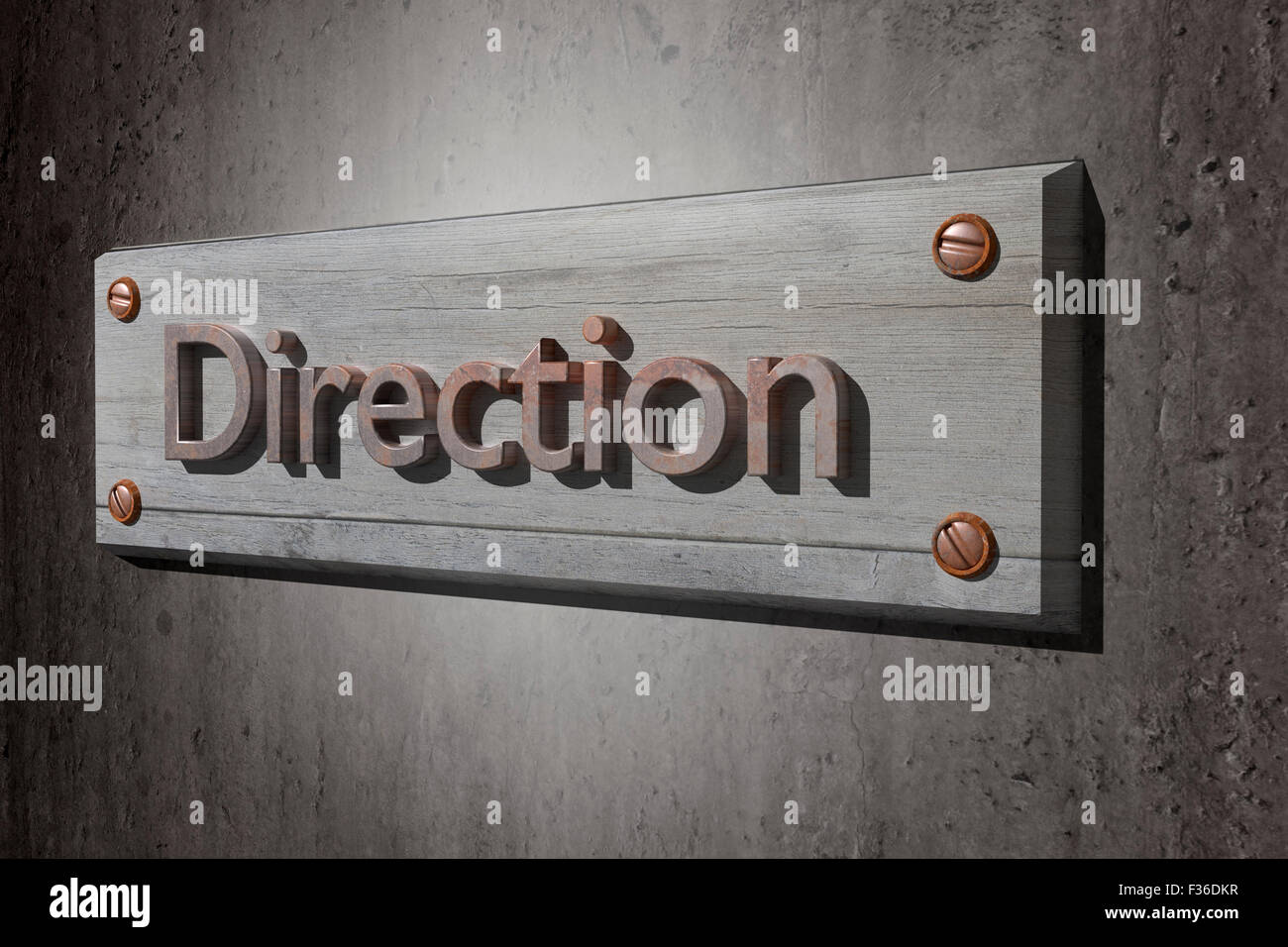 3d rendering of the word direction in a placard Stock Photo - Alamy