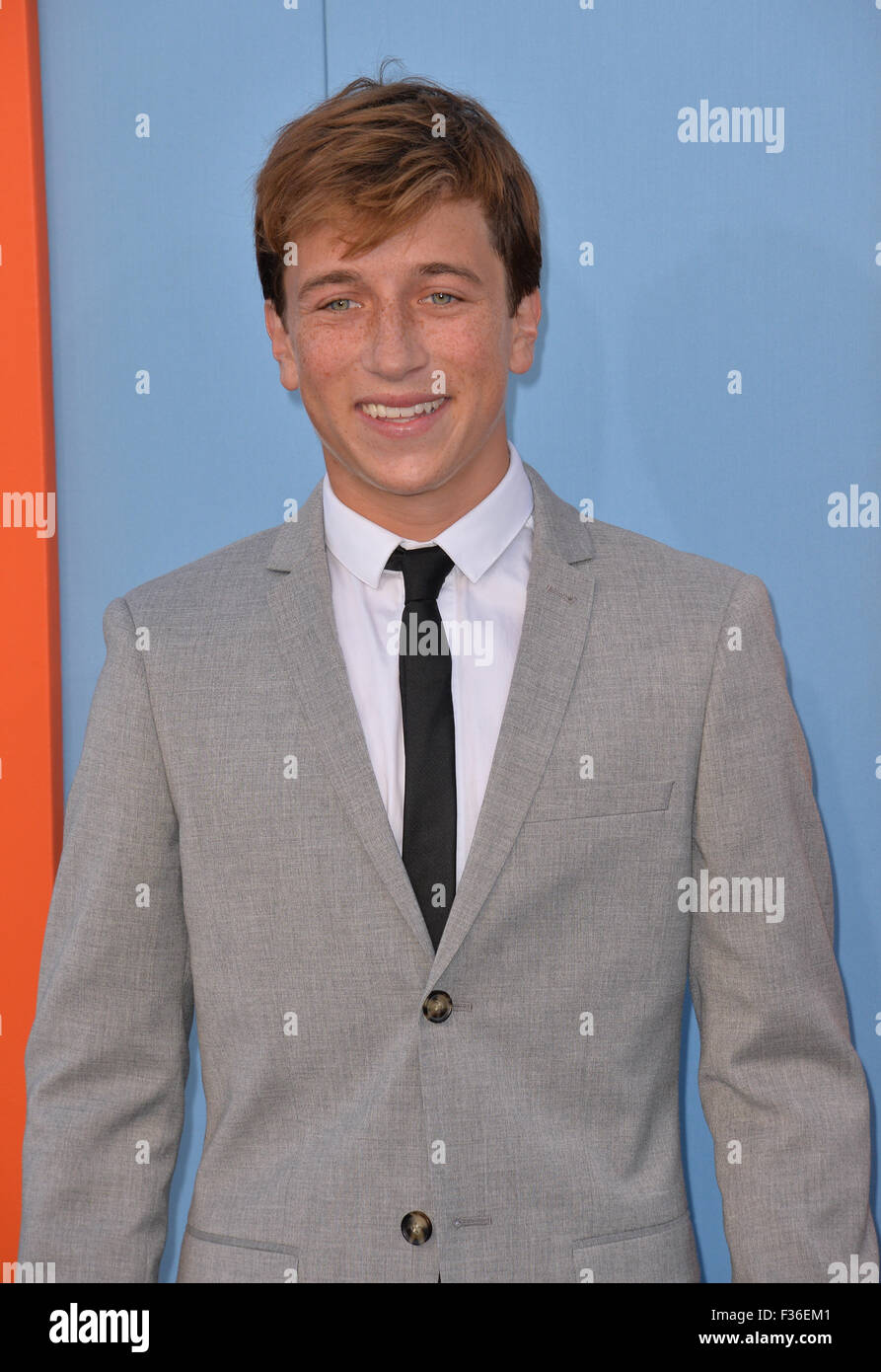 LOS ANGELES, CA - JULY 27, 2015: Skyler Gisondo at the premiere of his ...