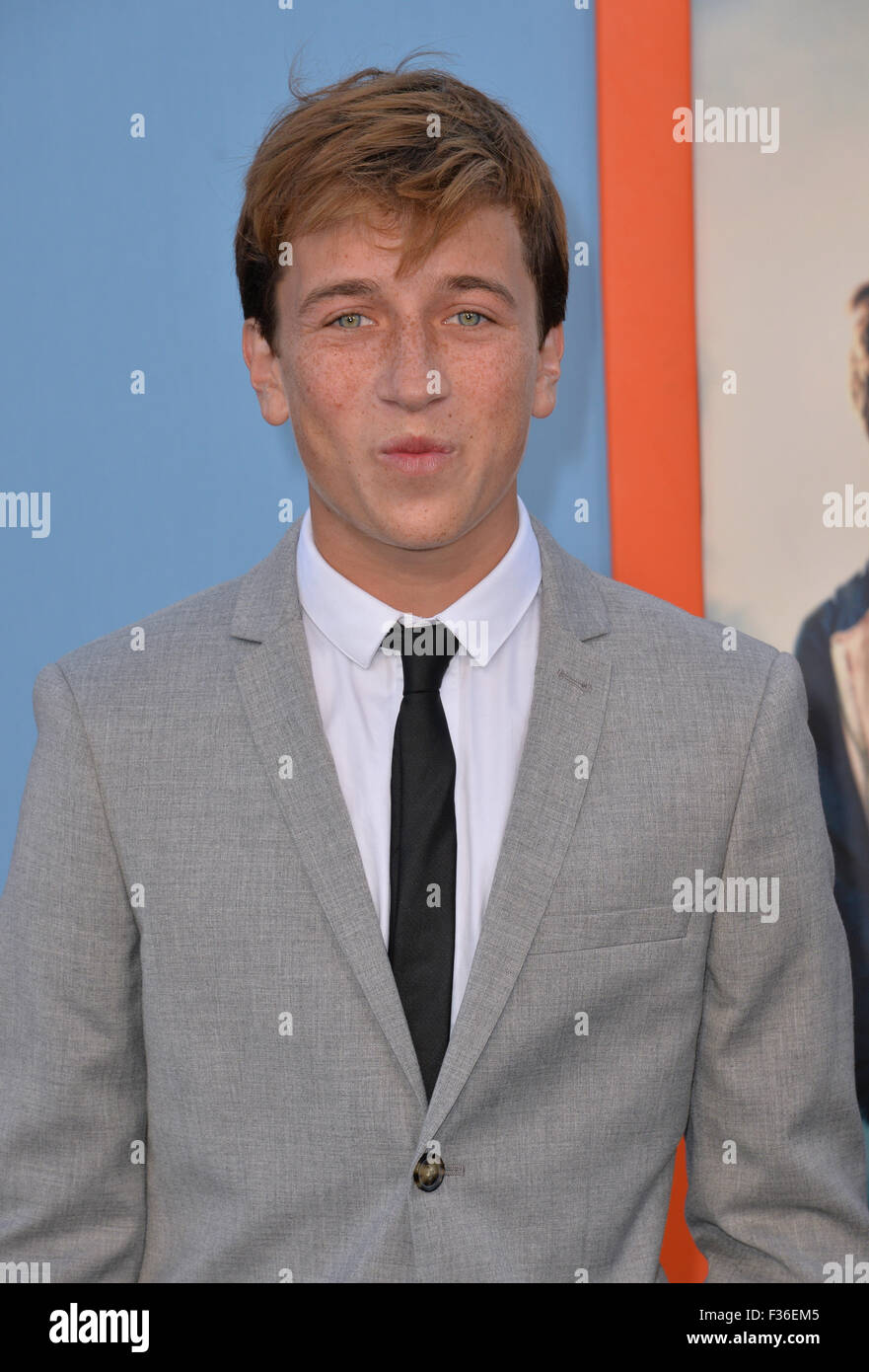 LOS ANGELES, CA - JULY 27, 2015: Skyler Gisondo at the premiere of his ...