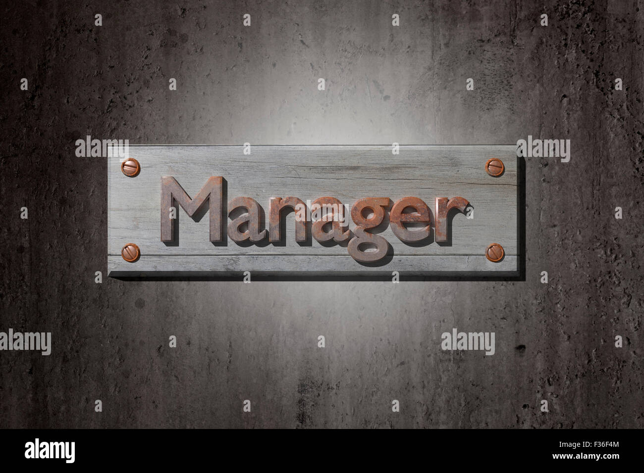 3d rendering of a placard with the word manager Stock Photo - Alamy