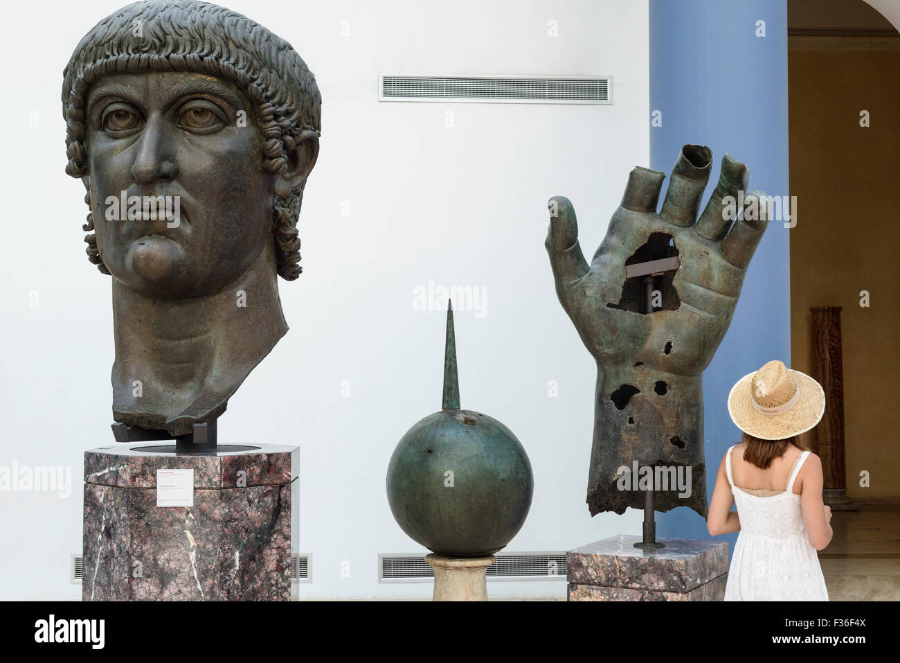 Rome. Italy. Fragments of the colossal bronze statue of Constantine the ...