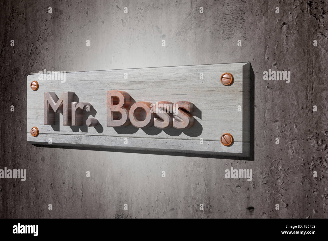 3d rendering of the word mr boss on a signboard Stock Photo - Alamy
