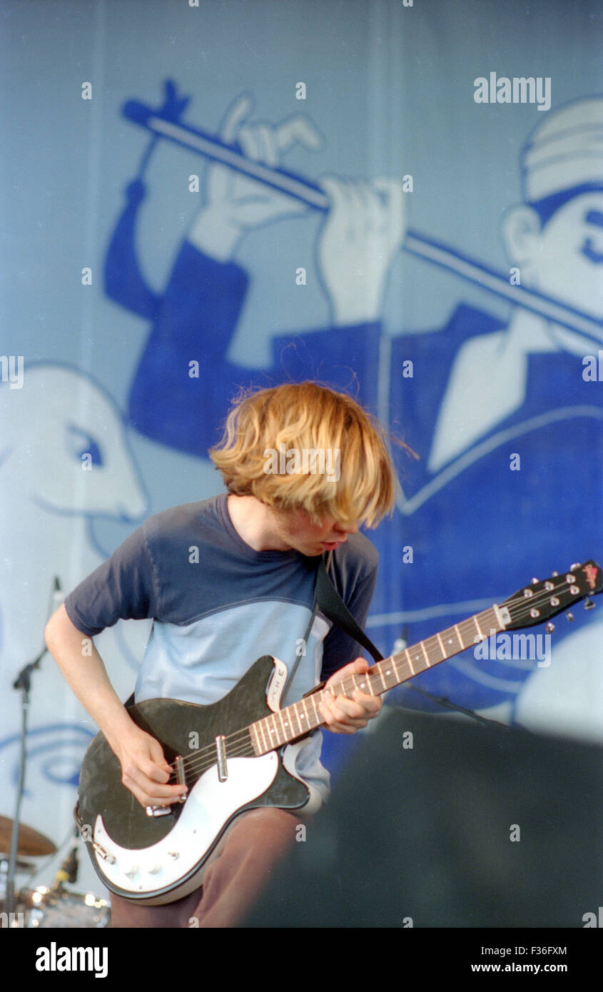 Beck performs during the 1995 Lollapalooza concert at Deer Creek Music ...