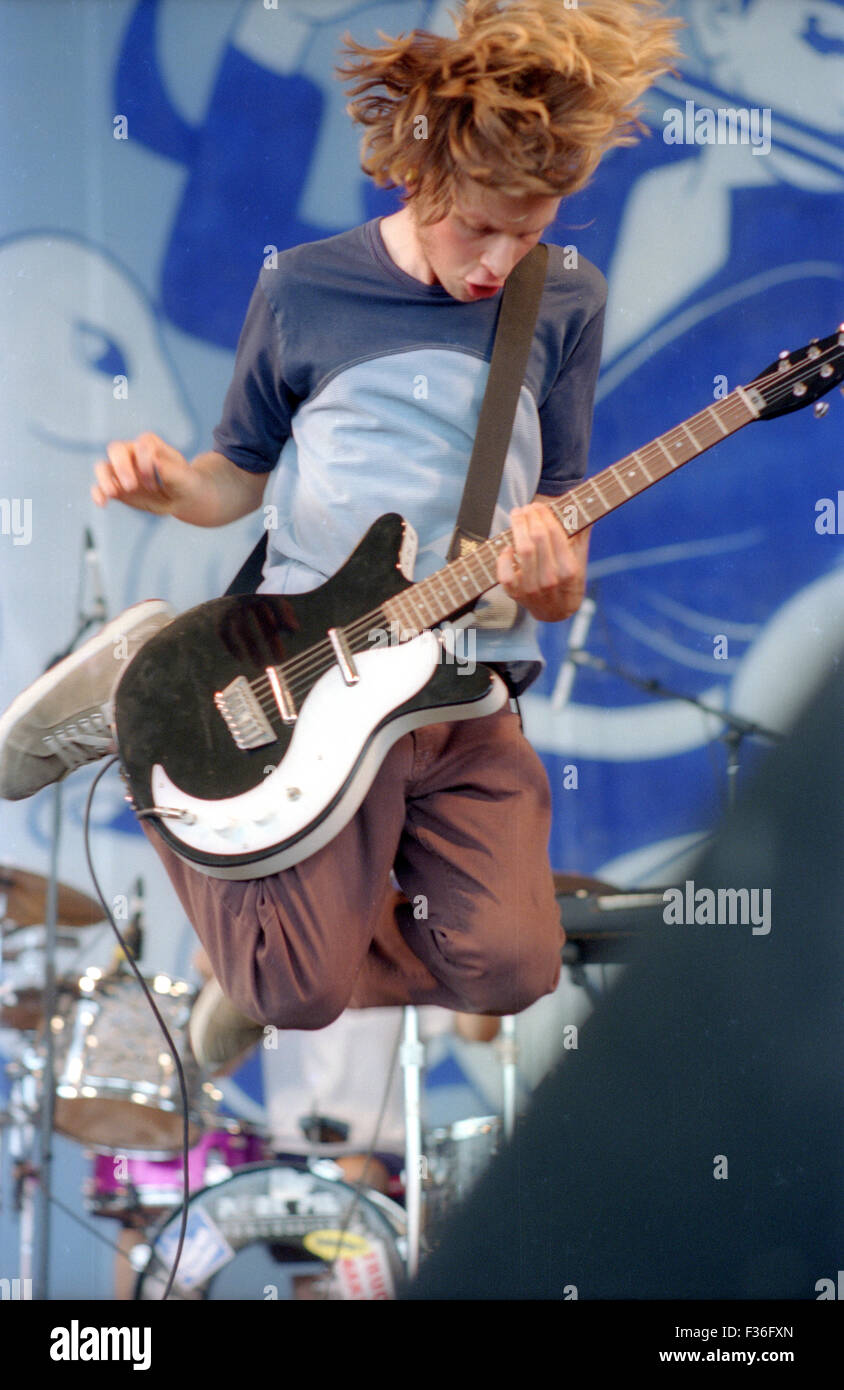 Beck performs during the 1995 Lollapalooza concert at Deer Creek Music ...