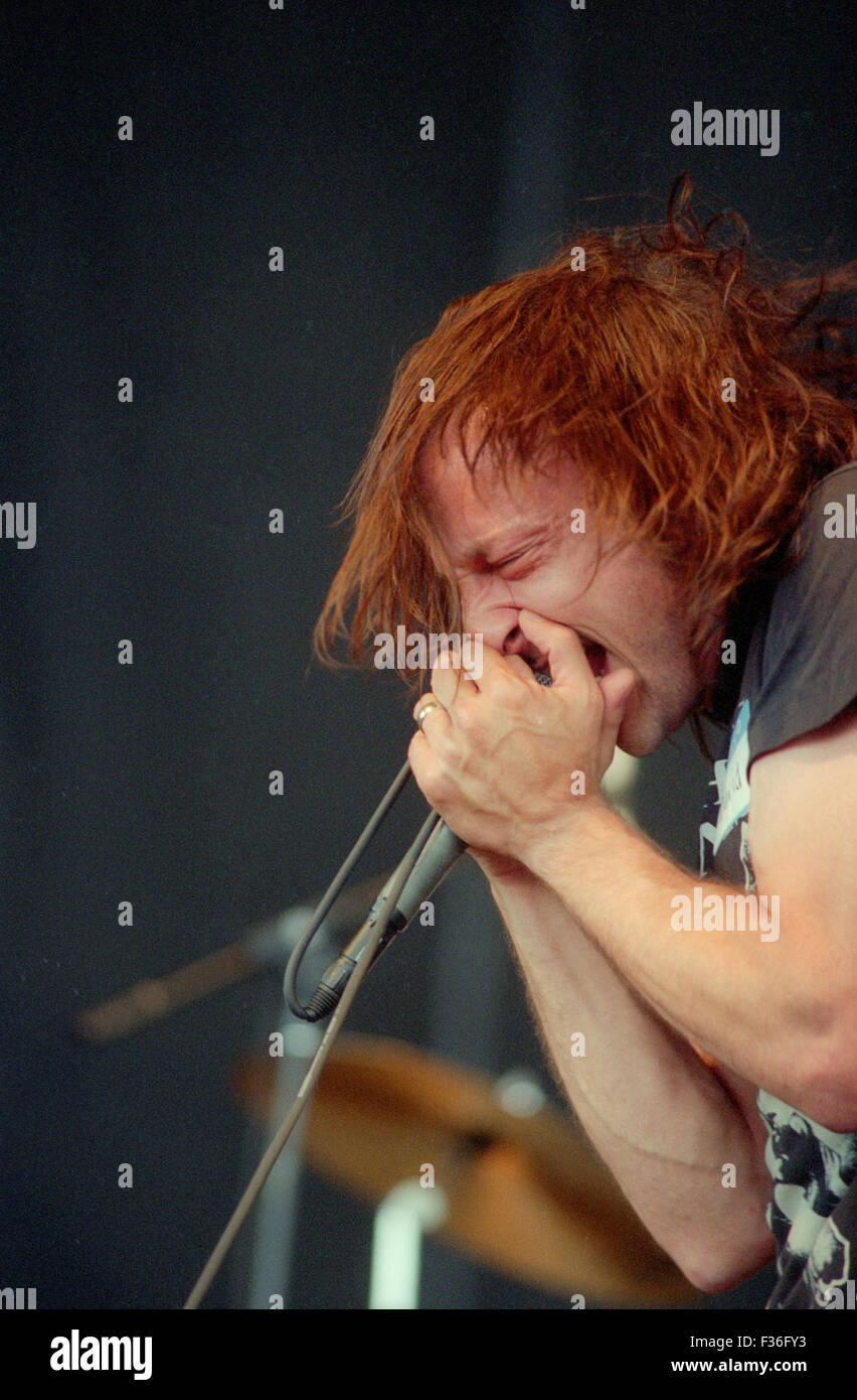 David Yow, of the Jesus Lizard, performs during the 1995 Lollapalooza ...