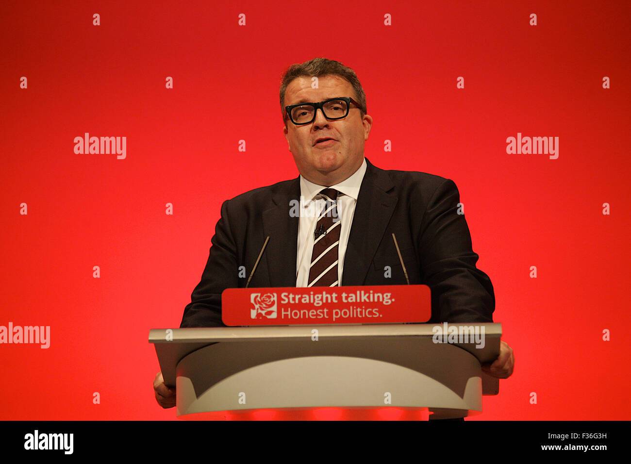 Tom Watson gives his speech at the Labour Party Conference in Brighton ...