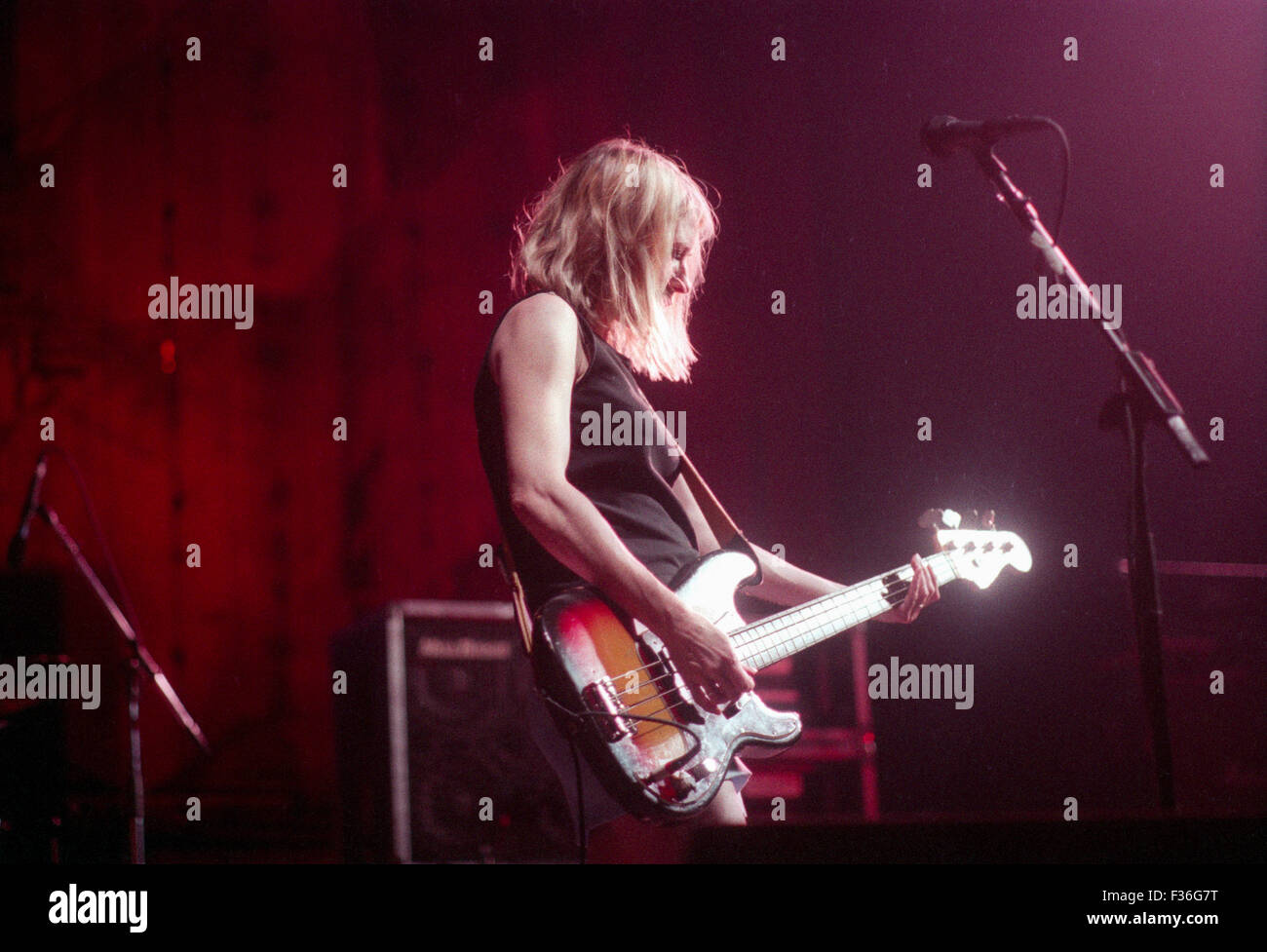 Kim Gordon, of Sonic Youth, performs during the 1995 Lollapalooza ...
