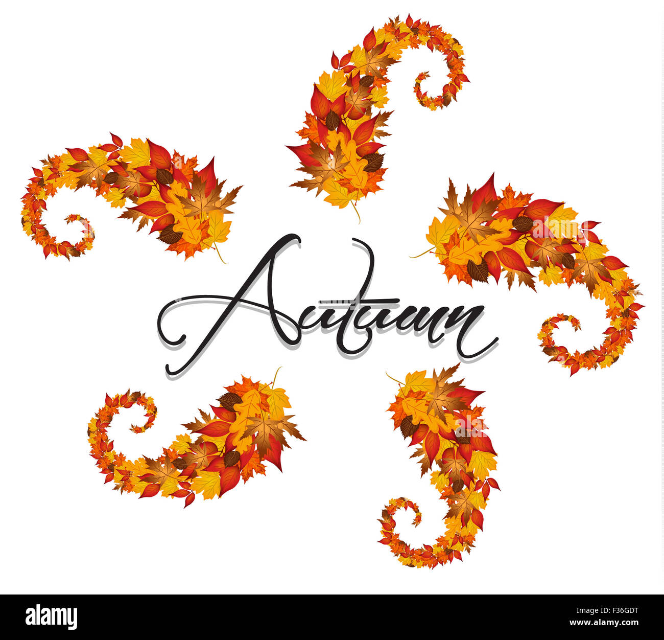 Autumn leaves swirls vector element Stock Photo - Alamy