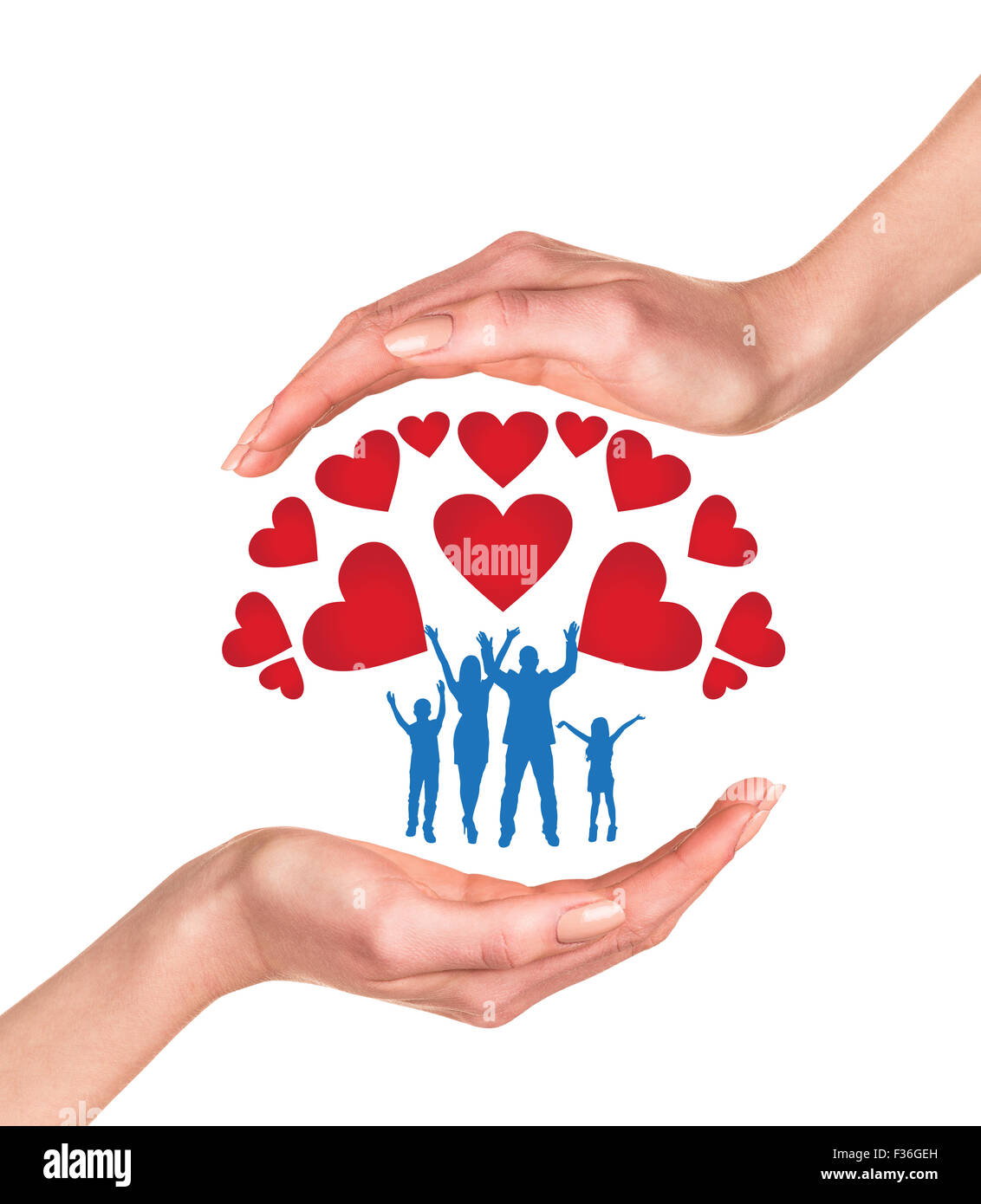 Family in hands Stock Photo - Alamy