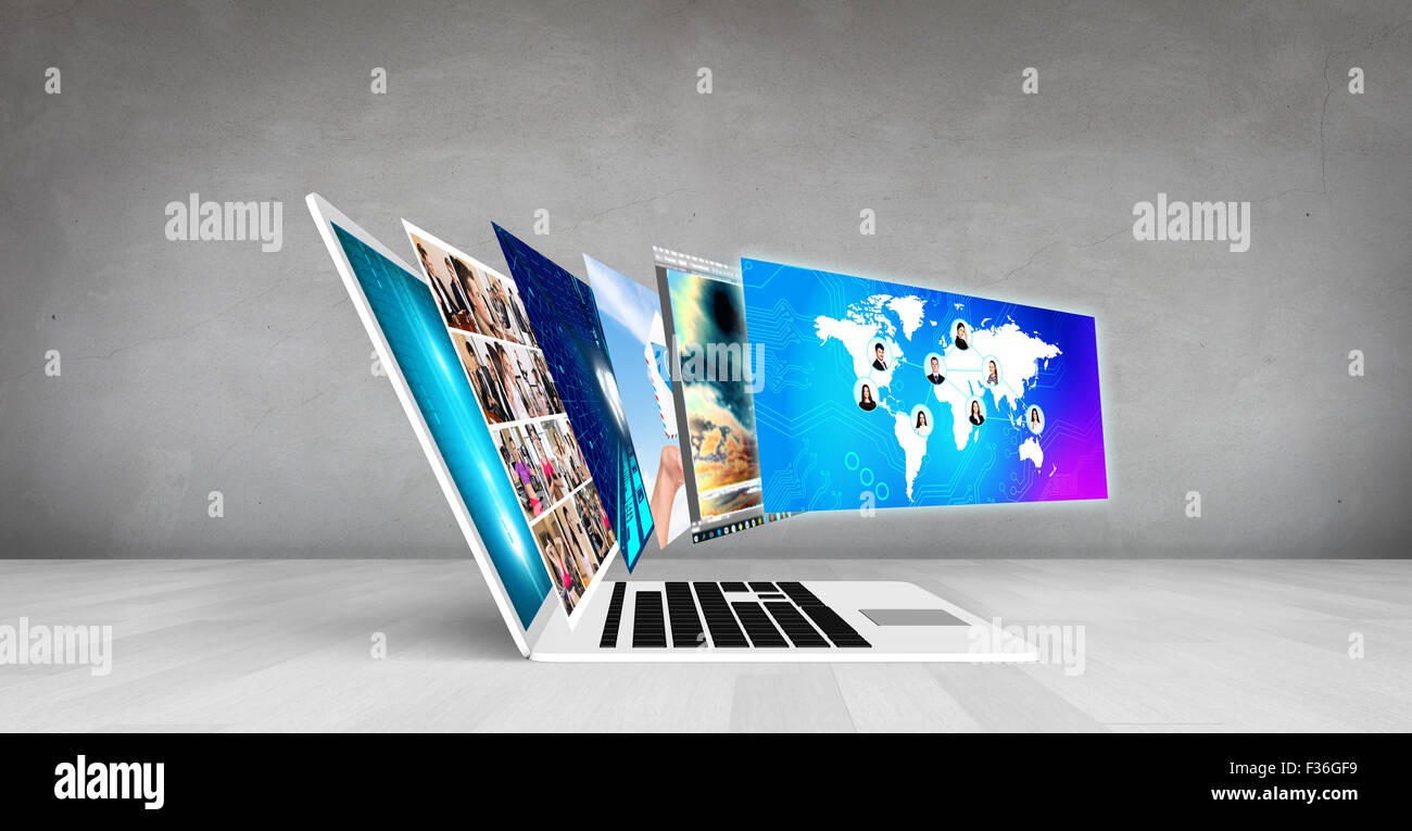 Laptop on the floor Stock Photo - Alamy