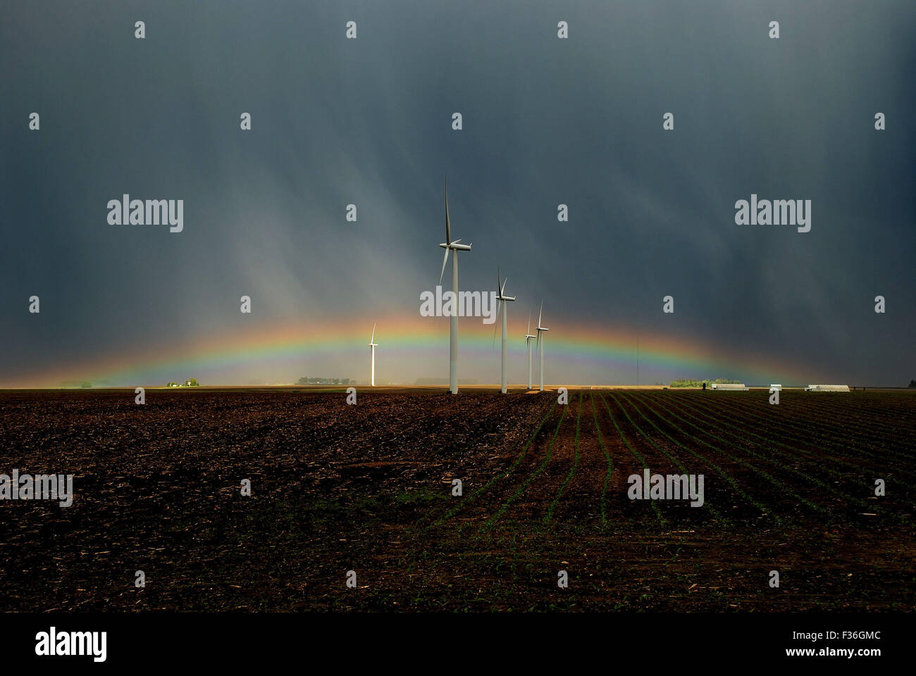 rainbow and windmill Stock Photo - Alamy