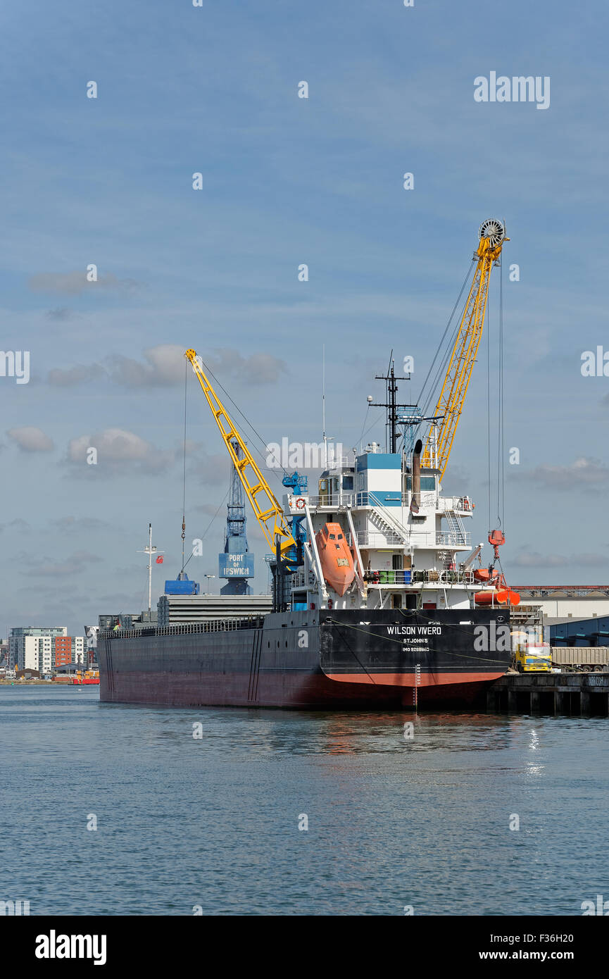 The bulk carrier Wilson Vivero loading at Cliff Quay dock on tthe River ...