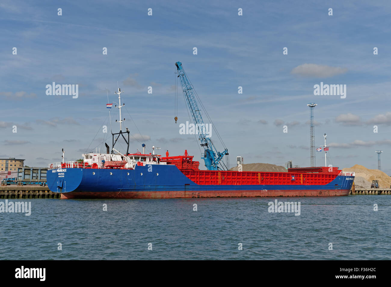 The Dutch bulk carrier M&S Providence loading sand at West Bank docks ...