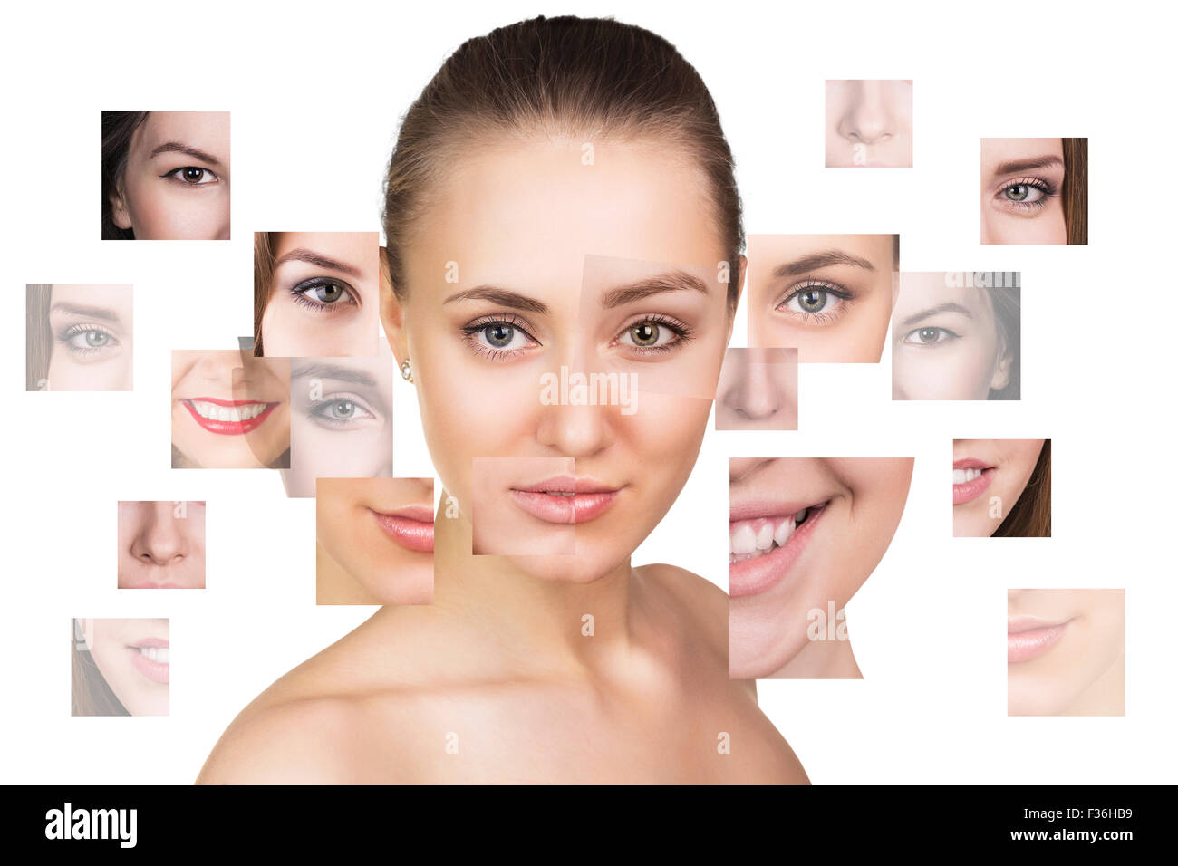 Portrait collage of young woman Stock Photo - Alamy