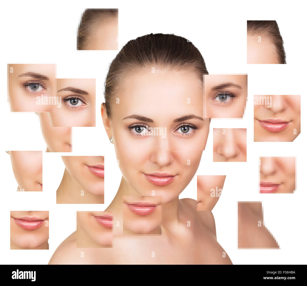 Portrait collage of young woman Stock Photo - Alamy