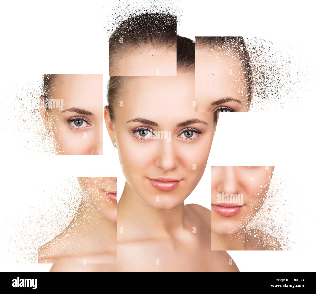 Portrait collage of young woman Stock Photo - Alamy