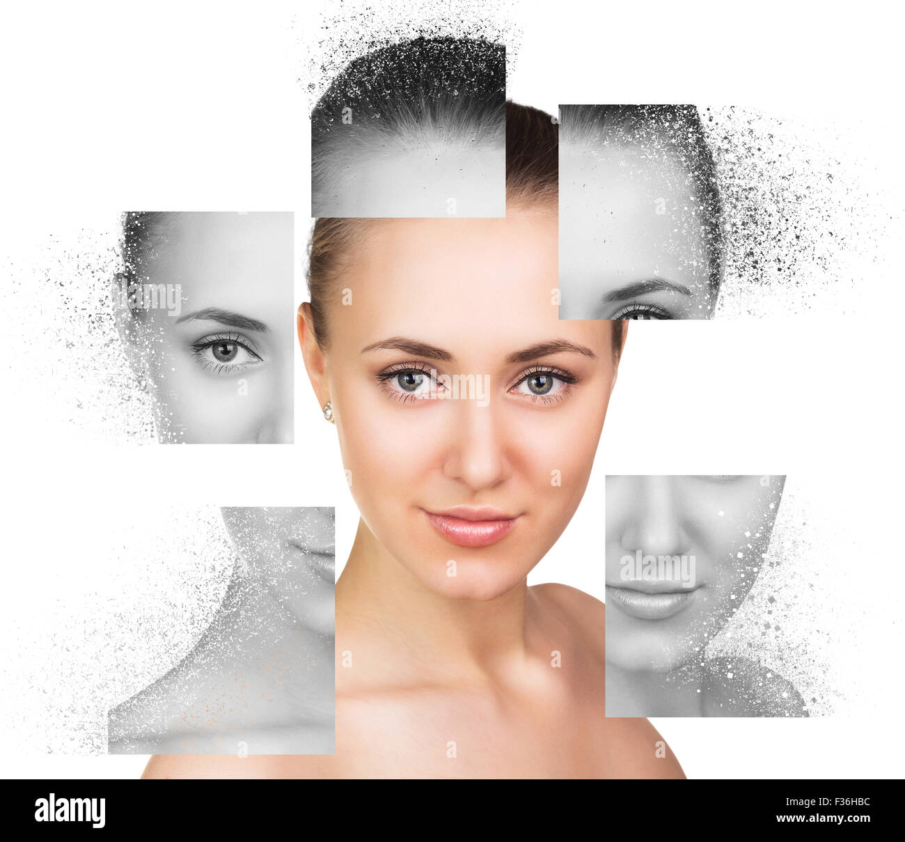 Portrait collage of young woman Stock Photo - Alamy