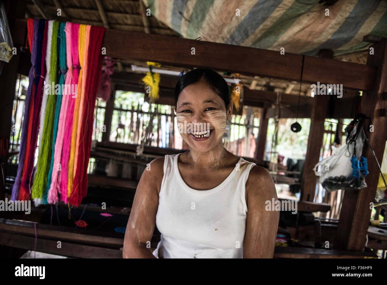 A woman works at a loom in Kachin State, Myanmar Stock Photo - Alamy
