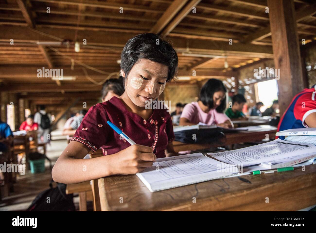 Schoolgirls study at a school in Kachin State, Myanmar Stock Photo - Alamy