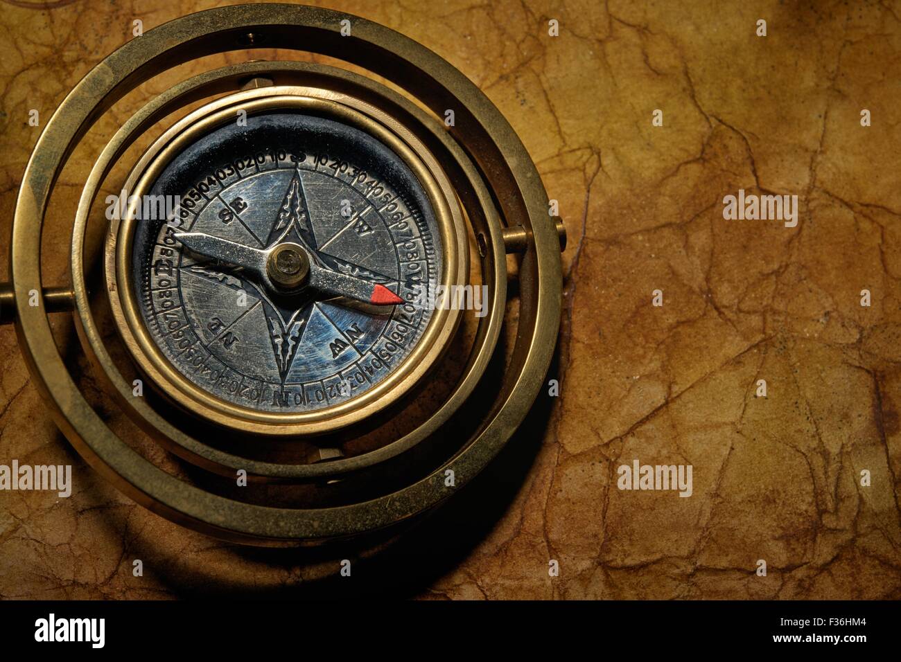 Vintage compass on the old textured paper Stock Photo - Alamy