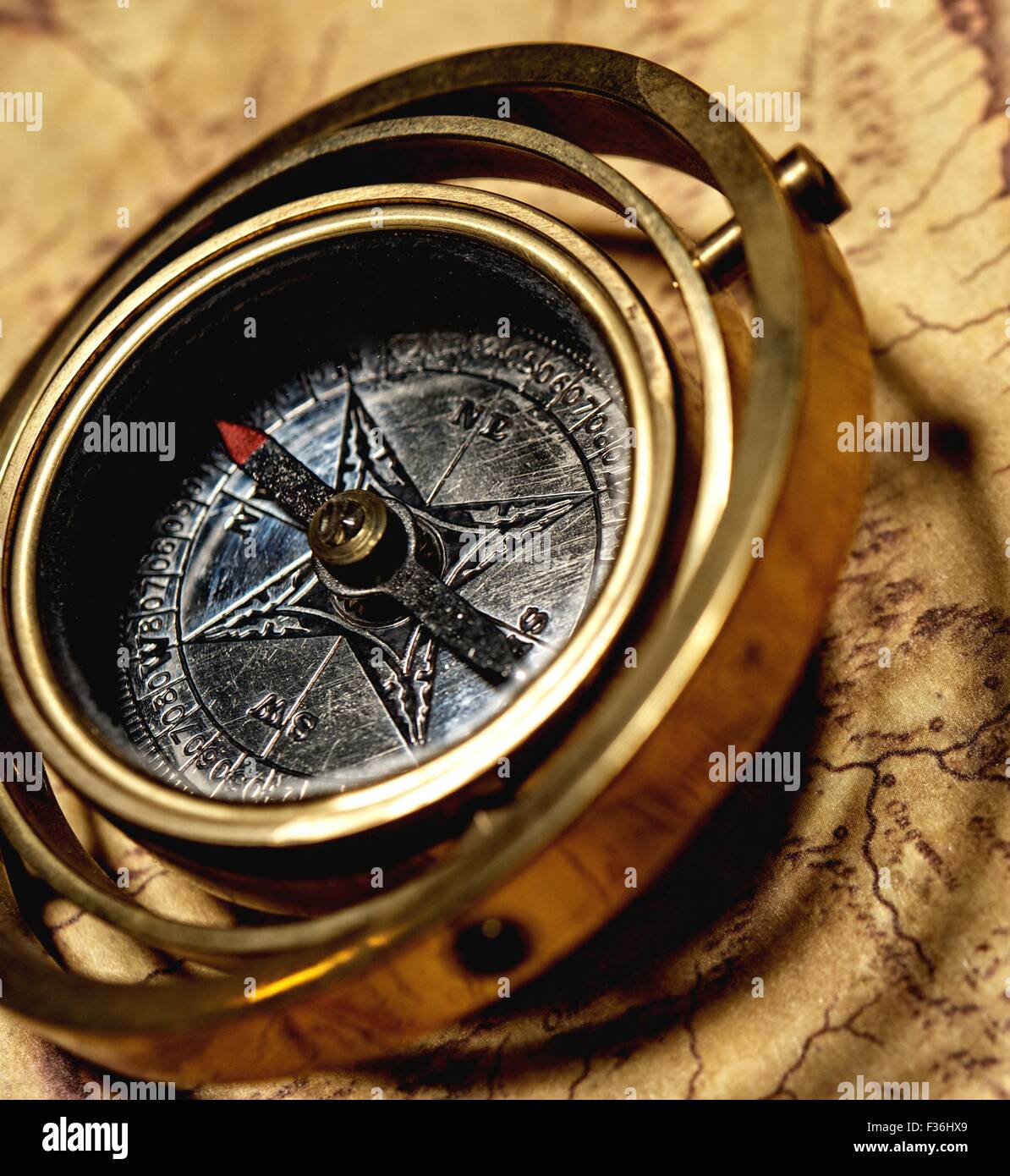 Compass on old sailing ship hi-res stock photography and images - Alamy
