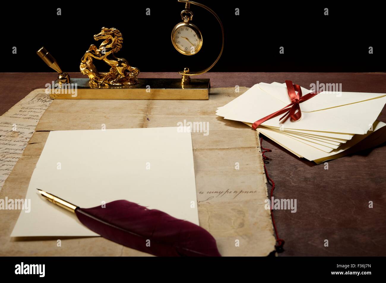 Blank letter on a table Stock Photo - Alamy