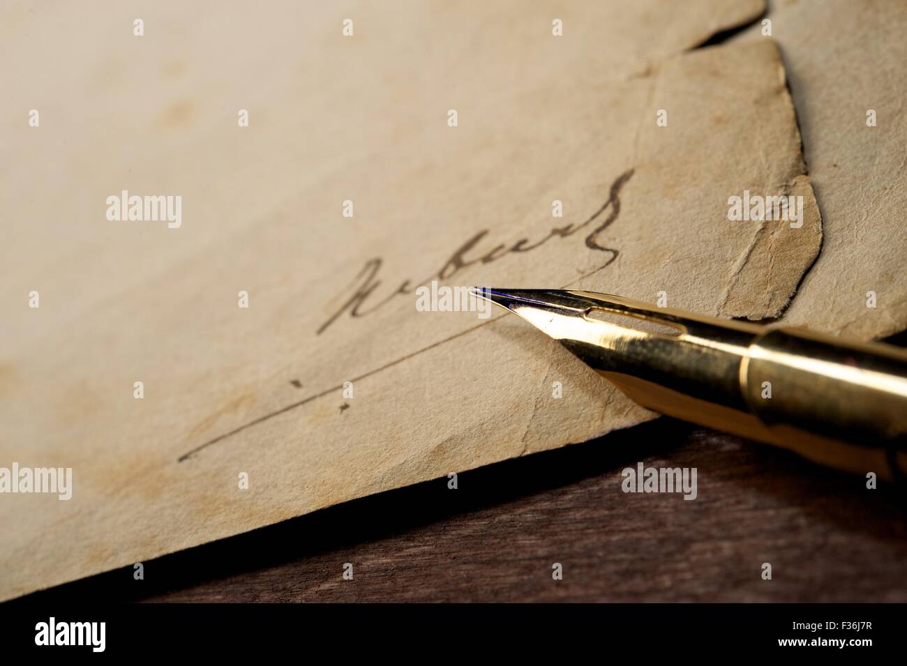 Signature on an old paper Stock Photo - Alamy