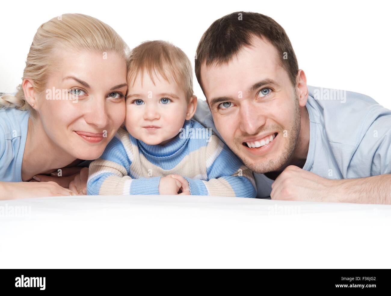 Happy family isolated on white background Stock Photo - Alamy