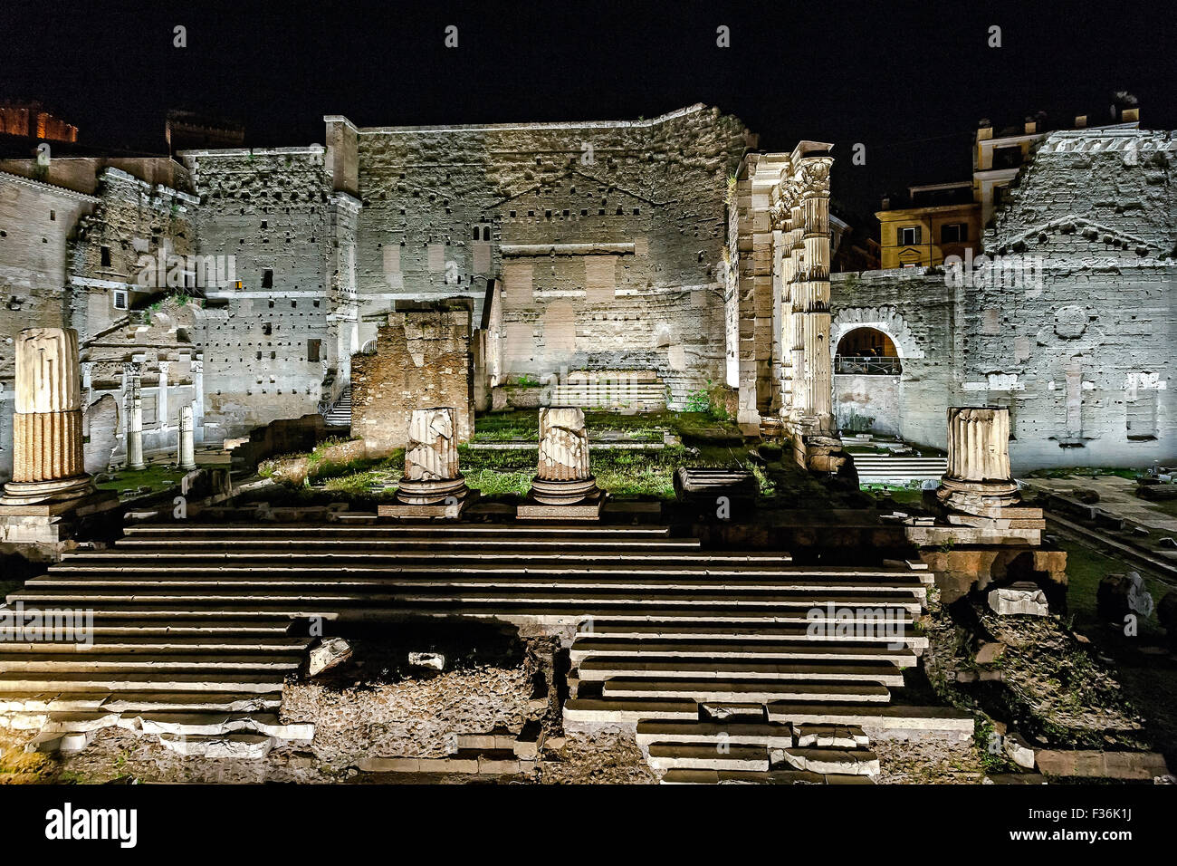 Forum of Augustus illuminated with new led lights made by the City of ...