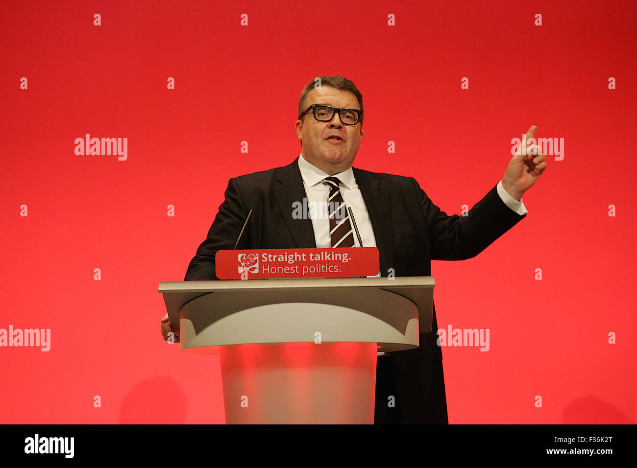 Tom Watson gives his speech at the Labour Party Conference in Brighton ...