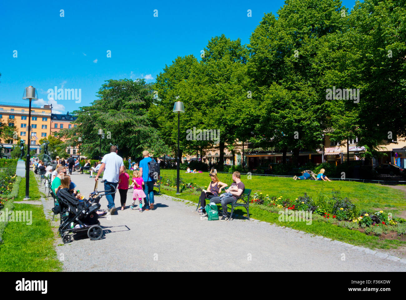 Mariatorget, park square, Södermalm district, Stockholm, Sweden Stock ...