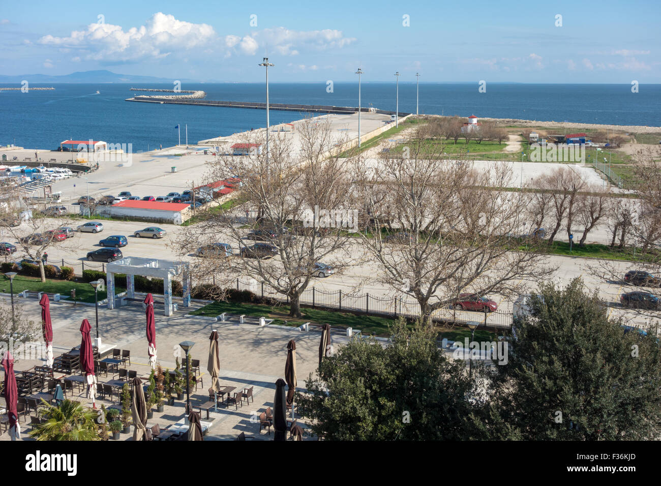 Aerial view of Alexandroupolis city port, located in the northest part ...