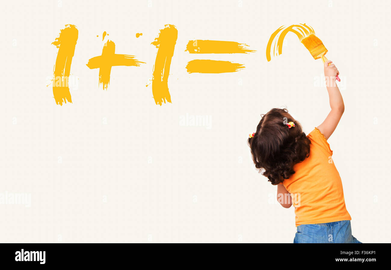 Smart girl writing the right answer for math equation Stock Photo - Alamy