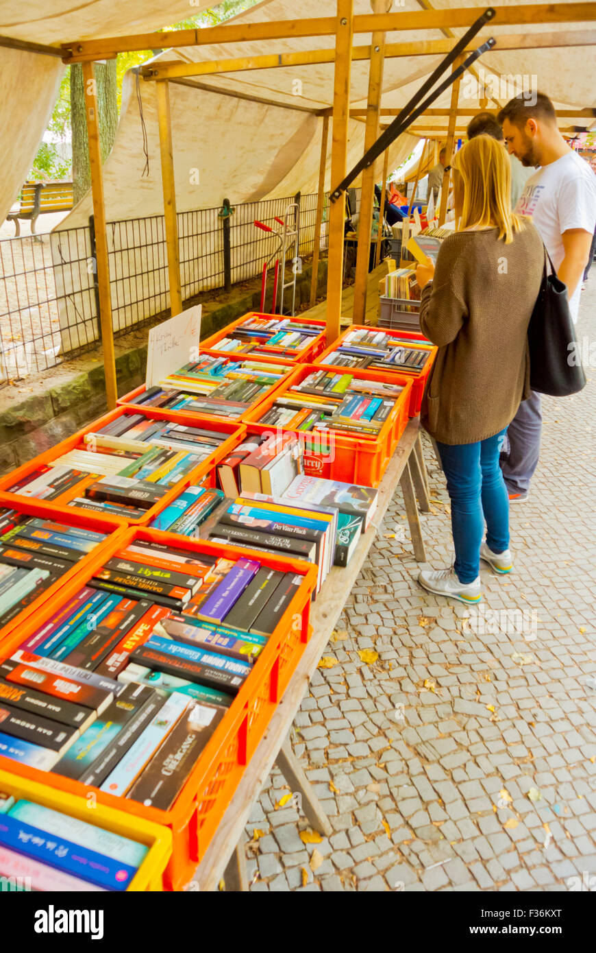 Flea market, Boxhagener Platz, Friedrichshain district, former east ...