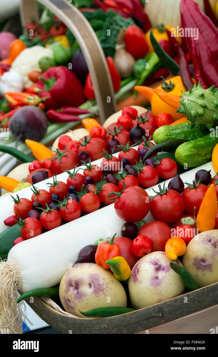 Vegetable trug displays at an Show. UK Stock Photo - Alamy