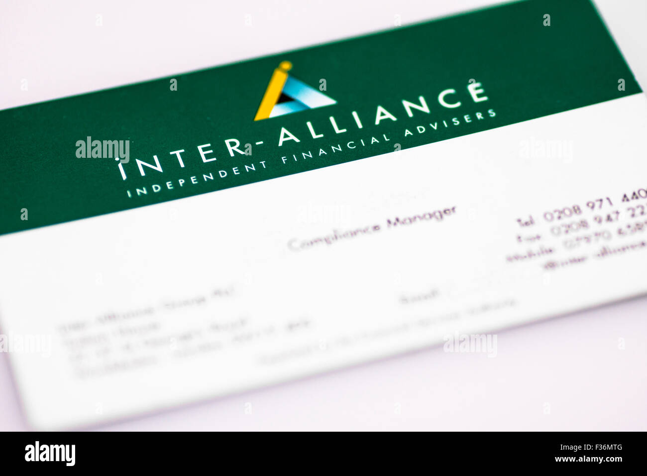 A business card from the national Independent Financial Advisor Inter ...