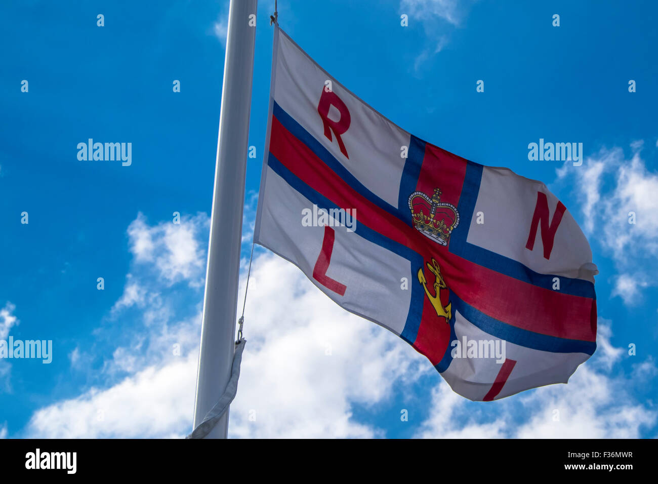 The Flag of the RNLI at Half Mast Stock Photo - Alamy