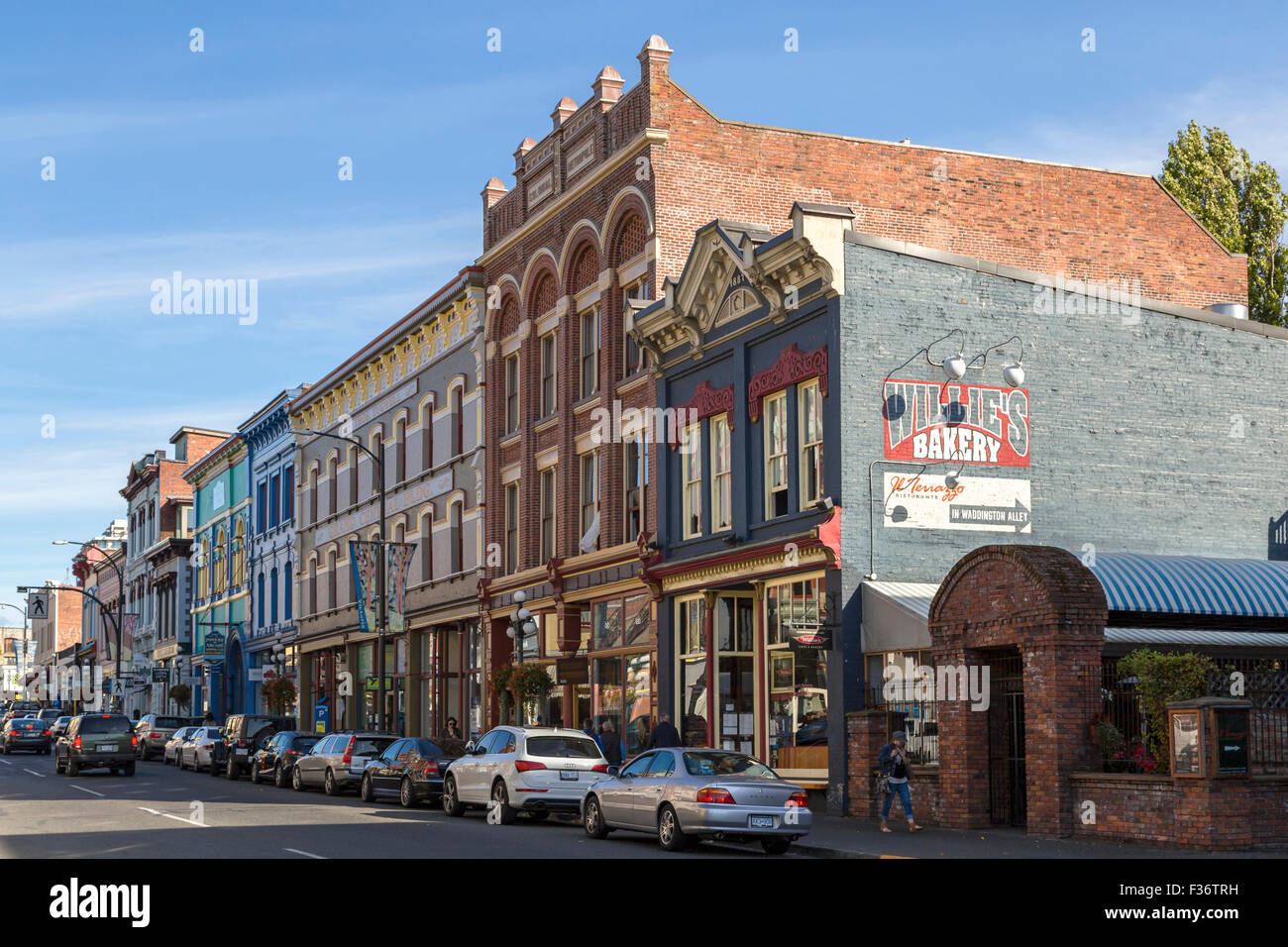 Historic architecture and colorful shop fronts in Victoria, Vancouver ...