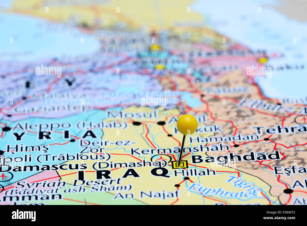 Baghdad pinned on a map of Asia Stock Photo - Alamy