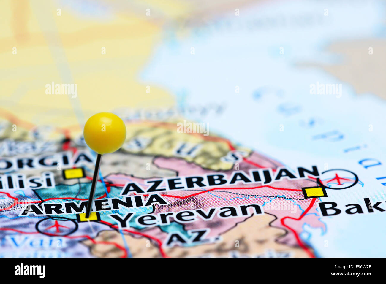 Armenia pinned on a map of Asia Stock Photo - Alamy